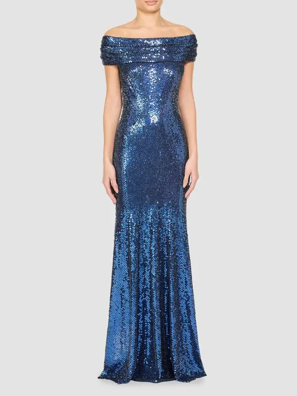 Jenny Packham Echo Sequined Off-the-shoulder Gown