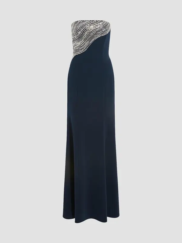 Jenny Packham Soyala Beaded Strapless Gown - Ink