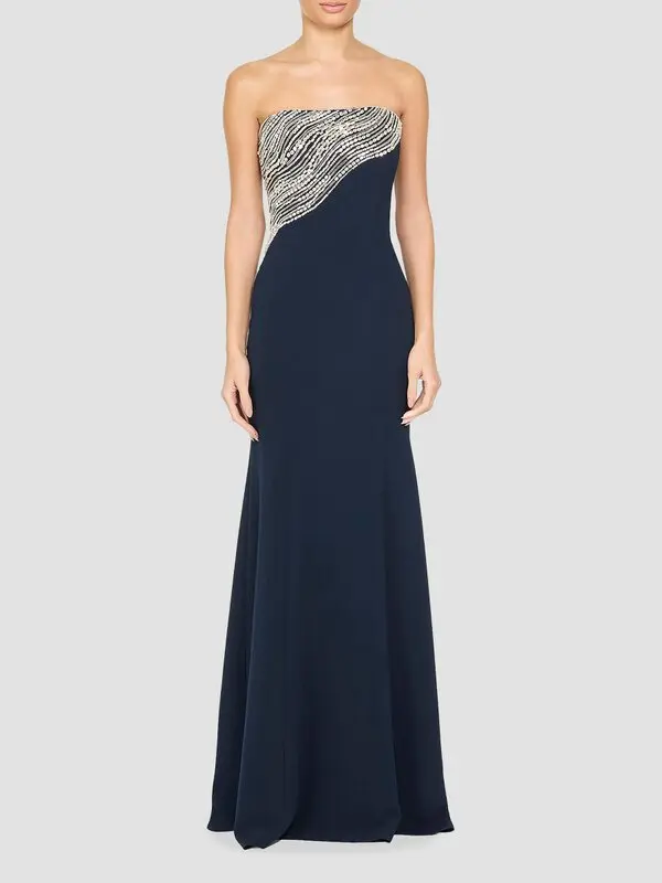 Jenny Packham Soyala Beaded Strapless Gown - Ink