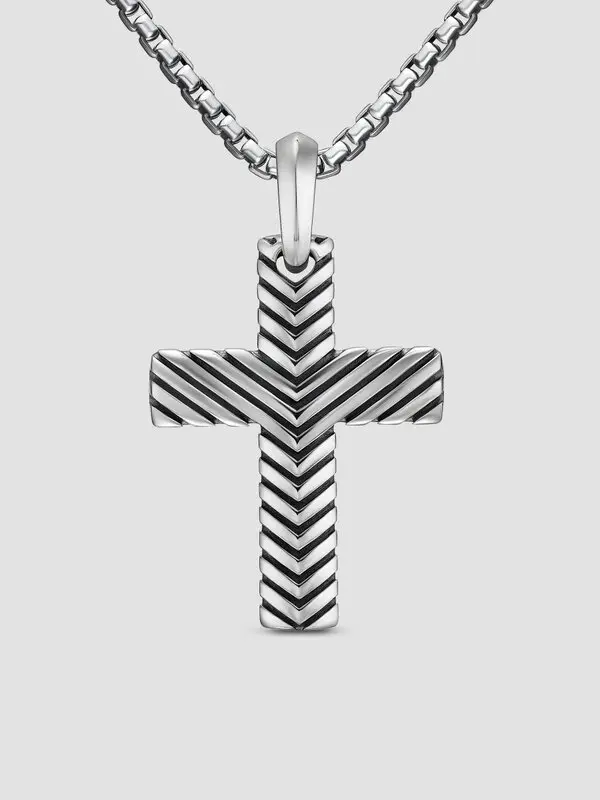 David Yurman Chevron Cross Pendant In Sterling 36mm