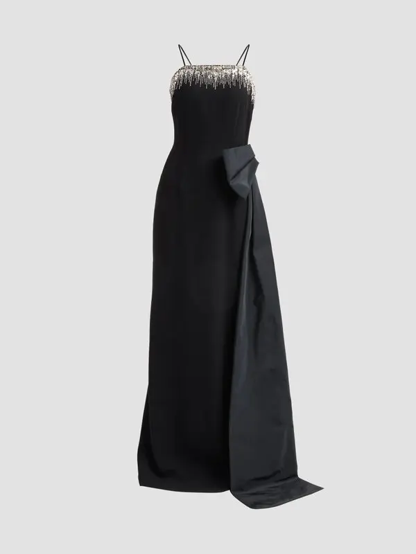 Rickie Freeman For Teri Jon Taffeta Embellished Side Bow Gown