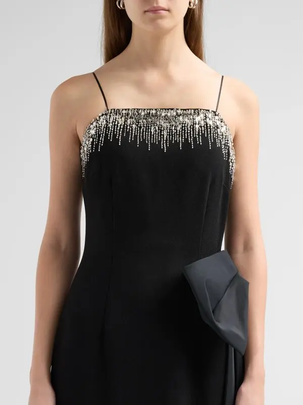 Rickie Freeman For Teri Jon Taffeta Embellished Side Bow Gown