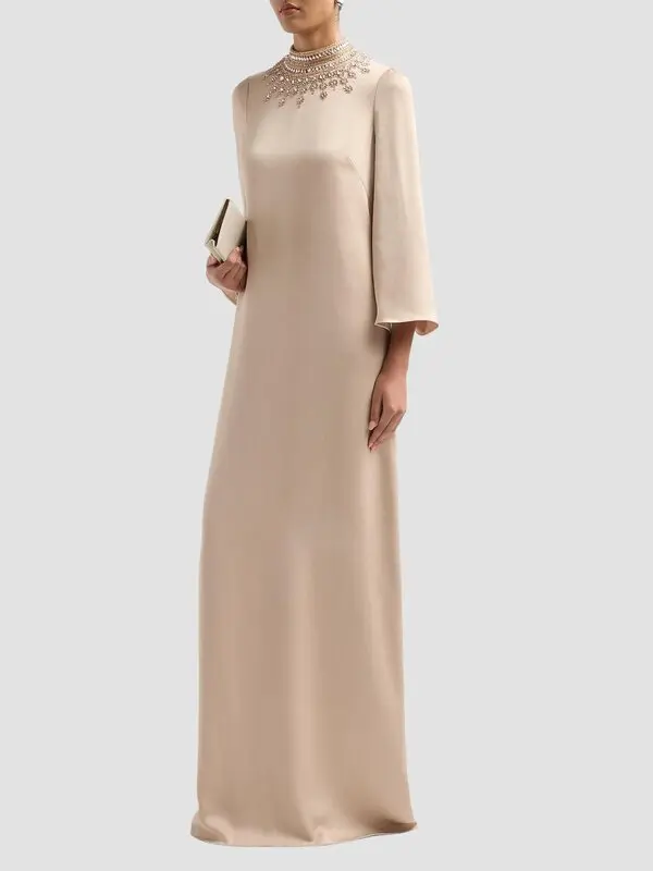 Rickie Freeman For Teri Jon Embellished Collar Satin Gown