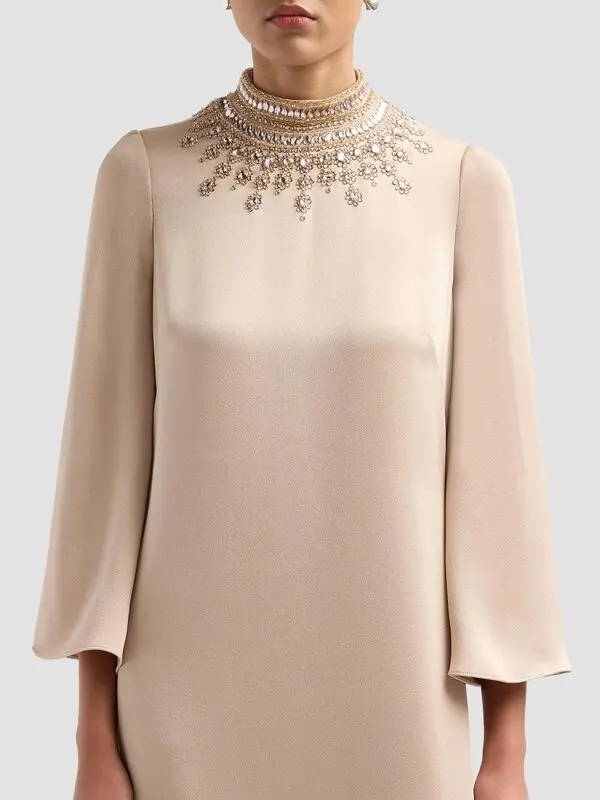 Rickie Freeman For Teri Jon Embellished Collar Satin Gown