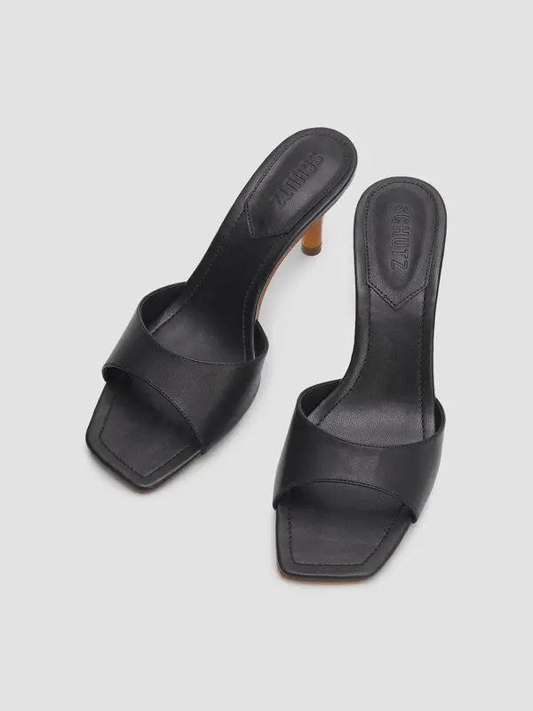 Schutz Leena 75mm Bamboo-heel Leather Mules