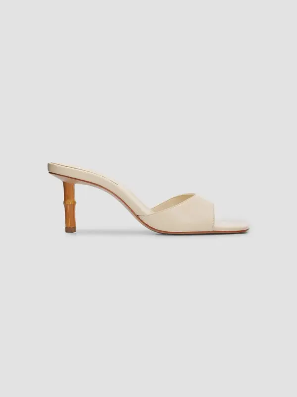 Schutz Leena 75mm Bamboo-heel Leather Mules - Egg Shell
