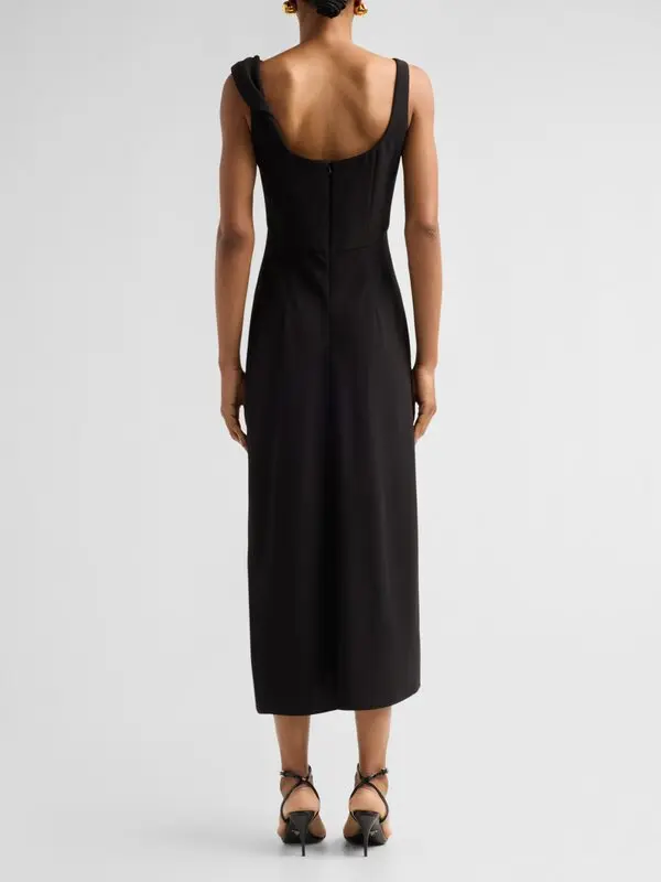 Lela Rose Peony-embroidered Twist Midi Dress