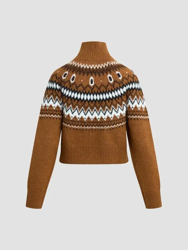FAVORITE DAUGHTER Chalet Fair Isle-inspired Turtleneck Sweater