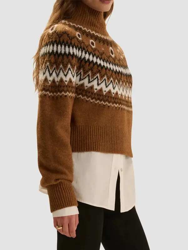 FAVORITE DAUGHTER Chalet Fair Isle-inspired Turtleneck Sweater