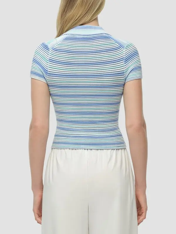 Simkhai Paxton Striped Knit Polo Shirt