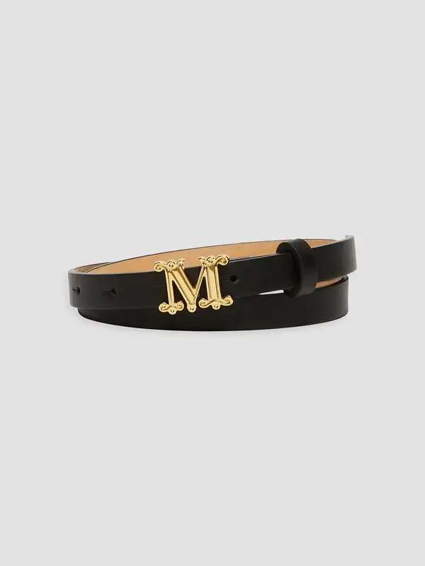 Max Mara Leather Monogram Belt - Black