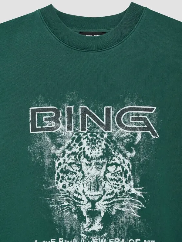 ANINE BING Miles Leopard Graphic Cotton Sweatshirt