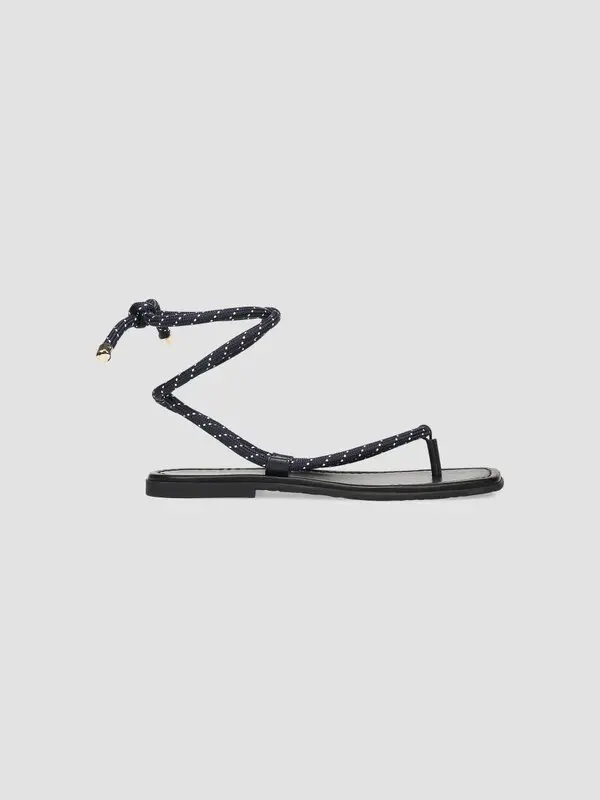 Veronica Beard Carmina Corded Leather Flat Sandals - Eclipse Coconut