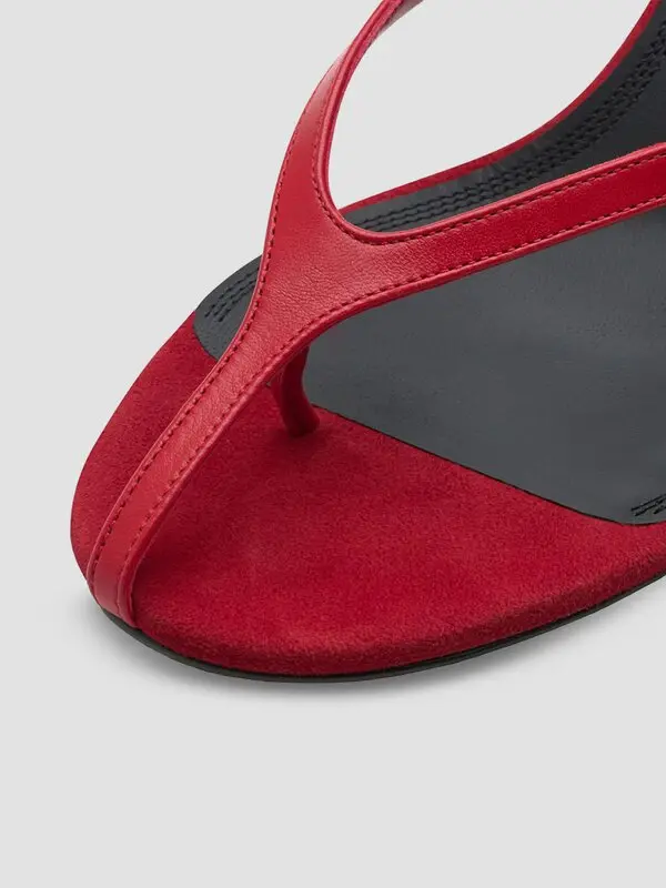 NEOUS Antares Leather Kitten Heel Sandals - Red