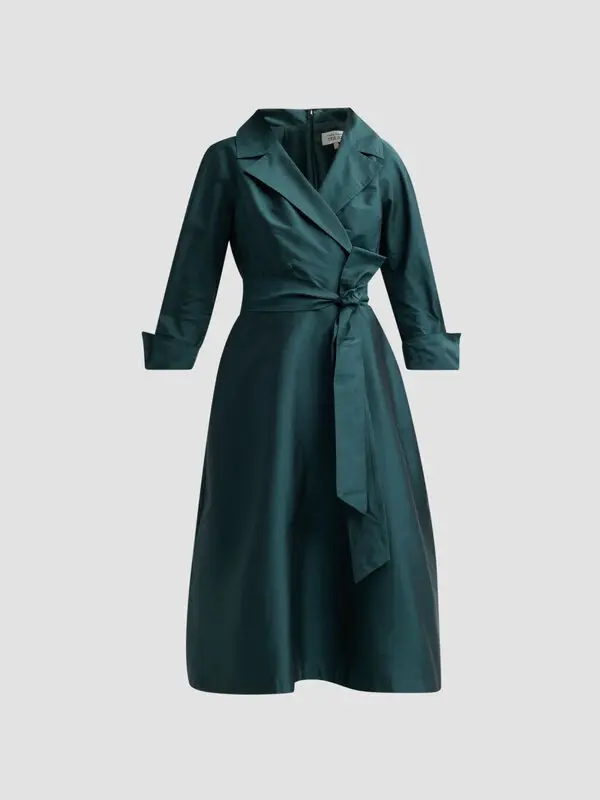 Rickie Freeman For Teri Jon Taffeta Shirtwaist Gown - Forest