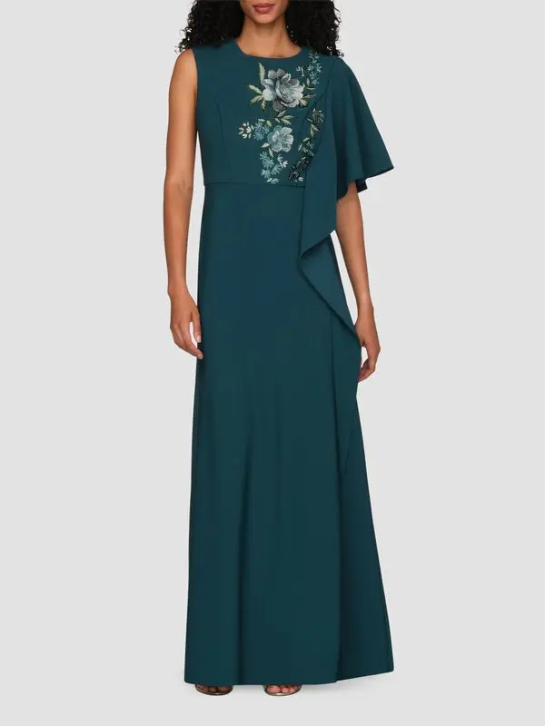 KAY UNGER Alisha Floral-embroidered Caftan Gown
