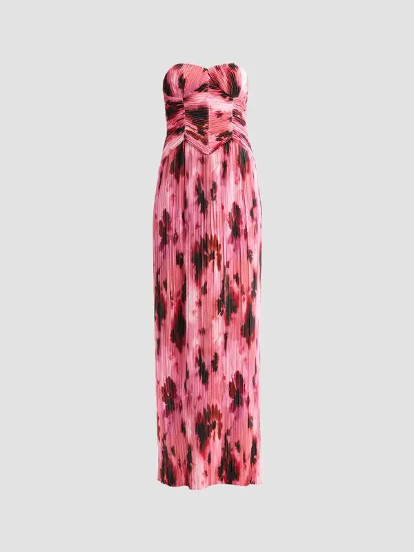 AS IT MAY Monique Floral Plissè Gown