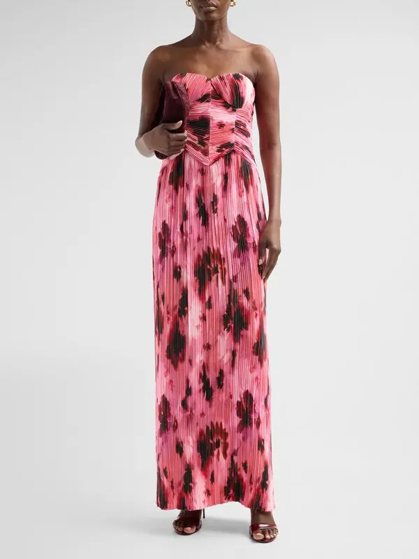 AS IT MAY Monique Floral Plissè Gown