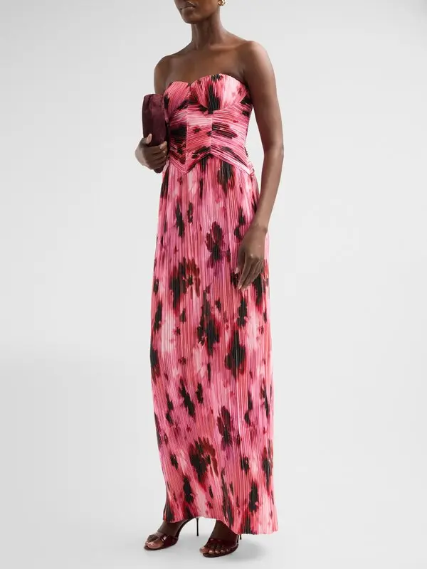 AS IT MAY Monique Floral Plissè Gown