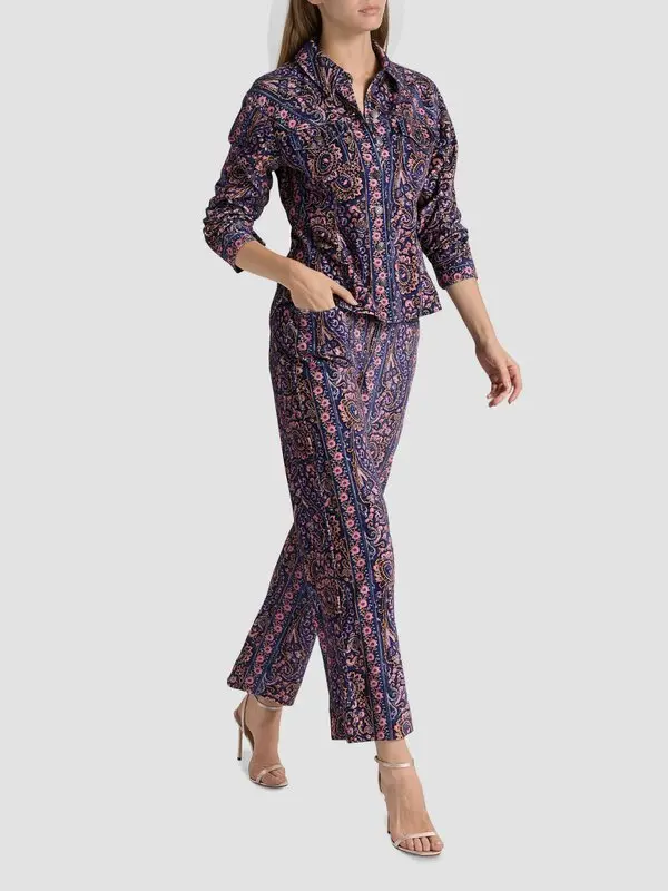 Cinq À Sept Betsy Paisley Velveteen Flared Pants