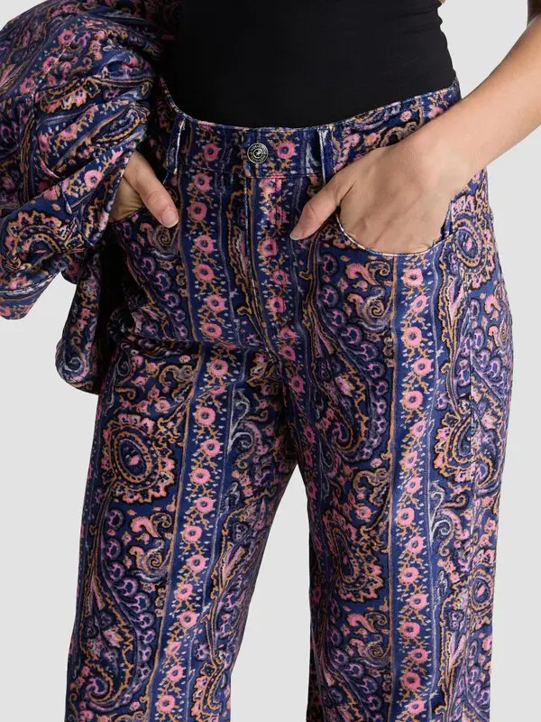 Cinq À Sept Betsy Paisley Velveteen Flared Pants