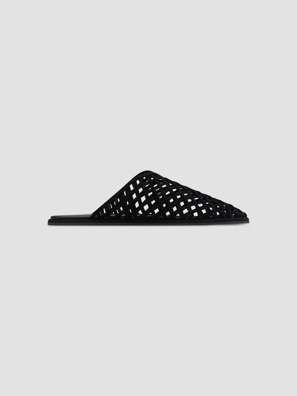 NEOUS Atik Woven Leather Flat Mules - Black