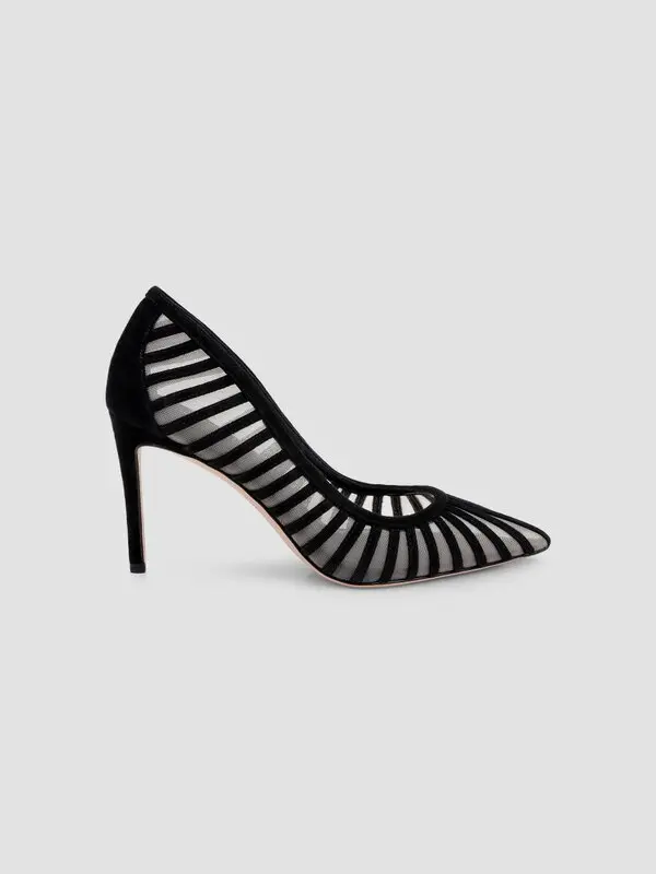 L'Agence Lenox 90mm Suede-mesh Pumps - Black Suede