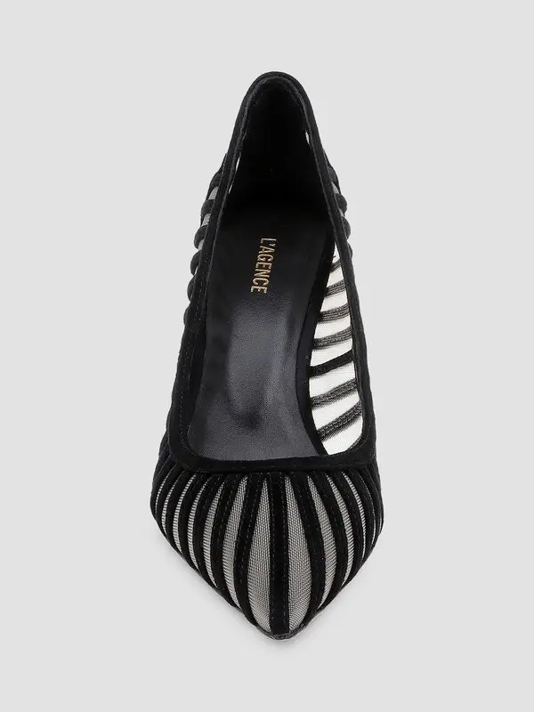 L'Agence Lenox 90mm Suede-mesh Pumps - Black Suede