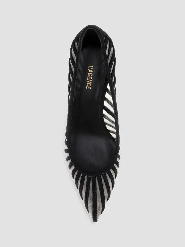 L'Agence Lenox 90mm Suede-mesh Pumps - Black Suede
