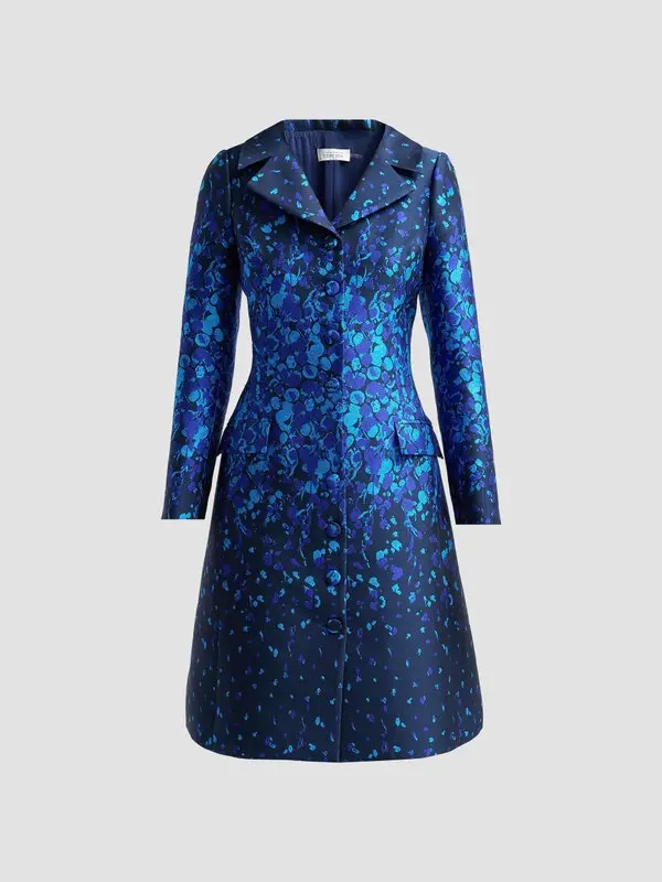 Rickie Freeman For Teri Jon Abstract Print Mikado Knee-length Coat Dress