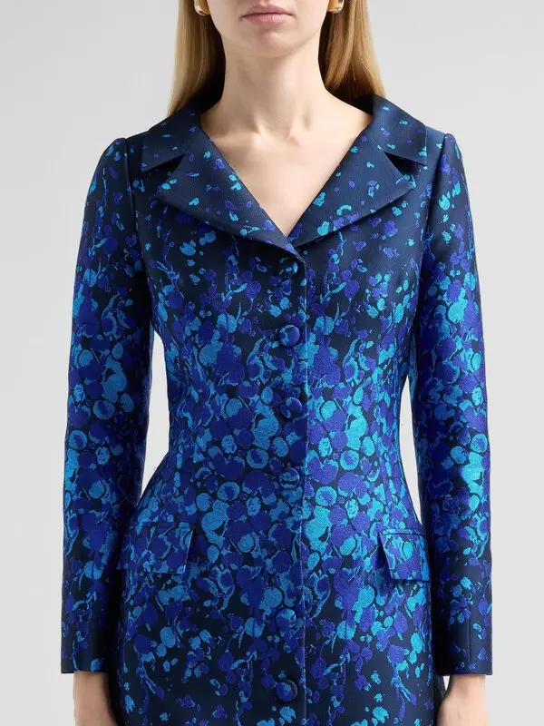Rickie Freeman For Teri Jon Abstract Print Mikado Knee-length Coat Dress