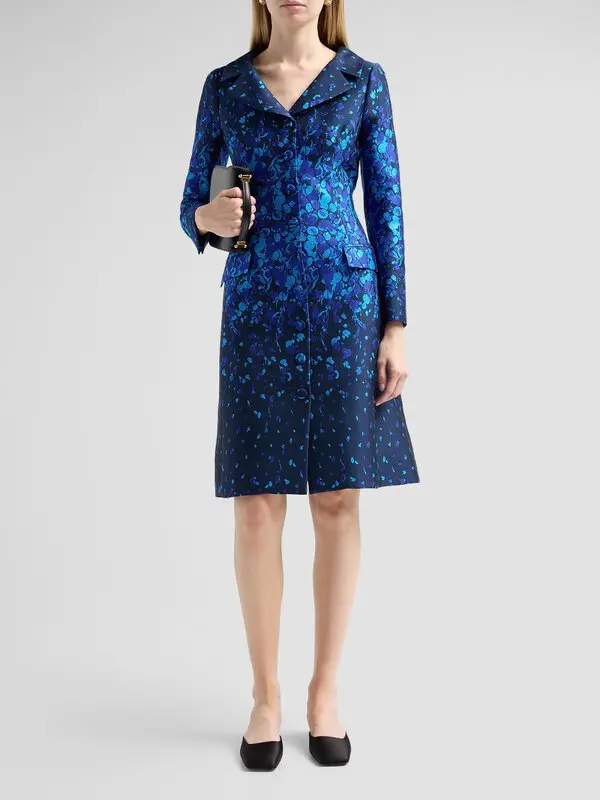 Rickie Freeman For Teri Jon Abstract Print Mikado Knee-length Coat Dress
