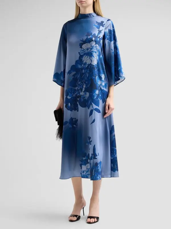 Rickie Freeman For Teri Jon Floral Twill Midi Dress