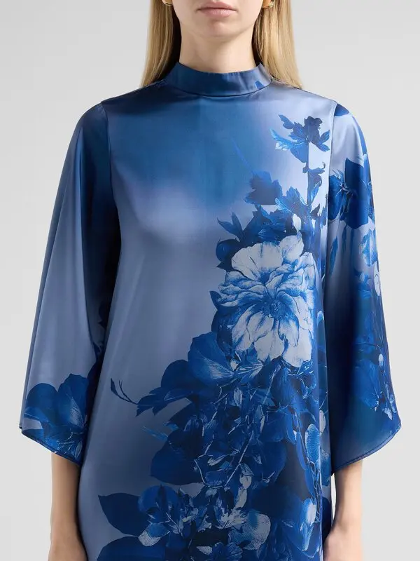 Rickie Freeman For Teri Jon Floral Twill Midi Dress
