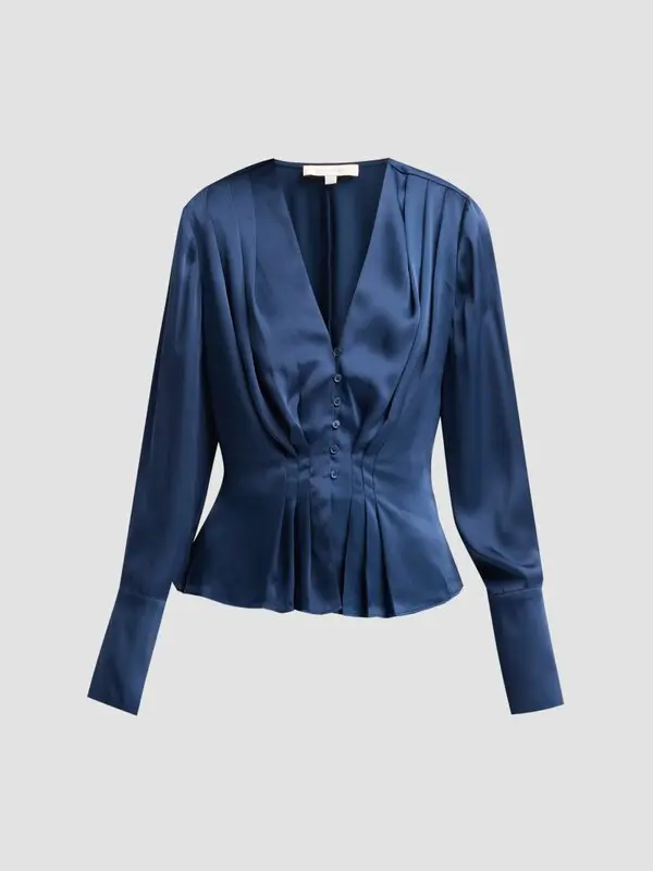 FAVORITE DAUGHTER The Romance Satin Pleated Top - Midnight
