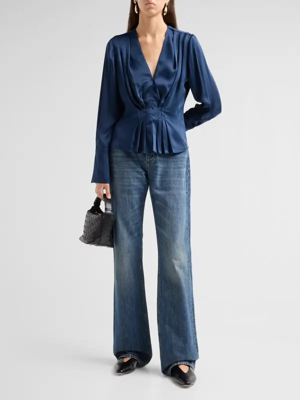 FAVORITE DAUGHTER The Romance Satin Pleated Top - Midnight