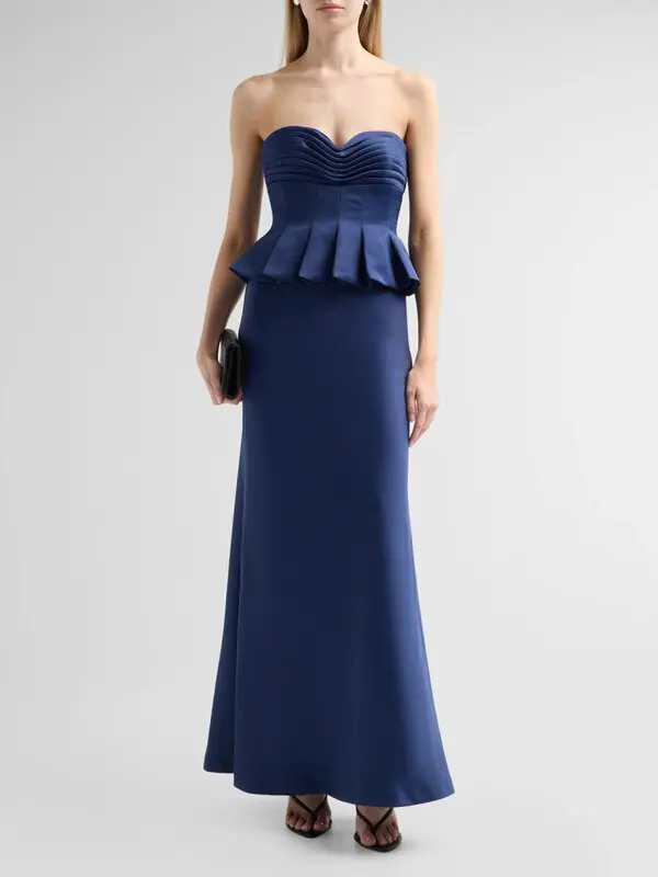 Theia Sydney Strapless Peplum Gown