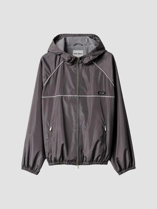 Miu Miu Technical Silk Zipper Blouson Jacket - Grey