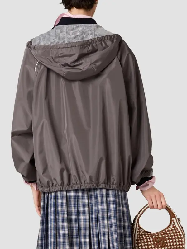 Miu Miu Technical Silk Zipper Blouson Jacket - Grey