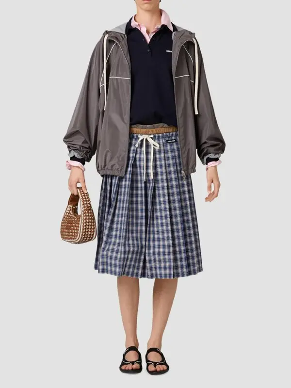 Miu Miu Technical Silk Zipper Blouson Jacket - Grey