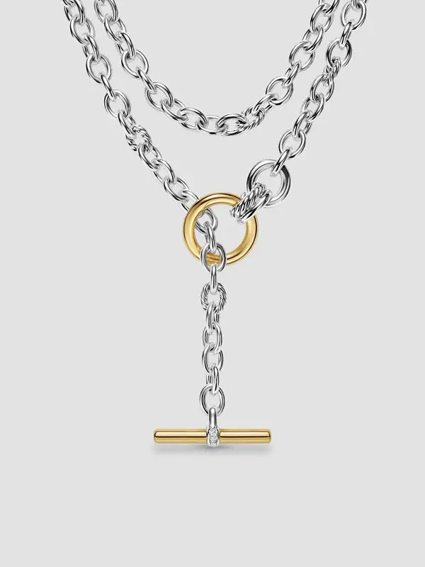 David Yurman Dy Mercer Double Row Toggle Chain Necklace, 8mm - Diamond