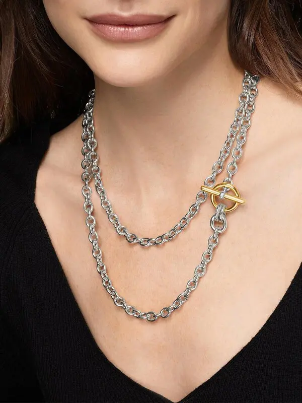 David Yurman Dy Mercer Double Row Toggle Chain Necklace, 8mm