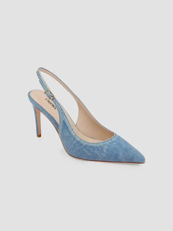 L'Agence Vichy 90mm Denim Slingback Pumps