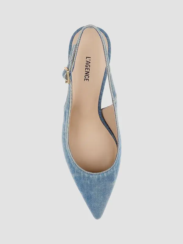 L'Agence Vichy 90mm Denim Slingback Pumps