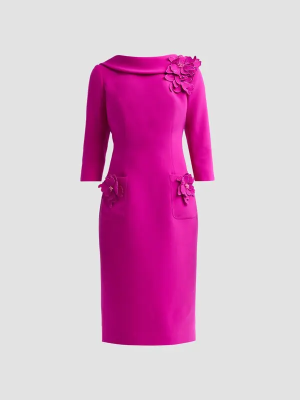 Rickie Freeman For Teri Jon Crépe Flower Appliqué Cocktail Dress