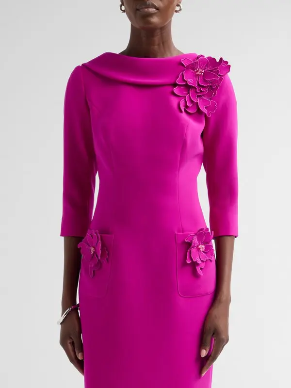 Rickie Freeman For Teri Jon Crépe Flower Appliqué Cocktail Dress