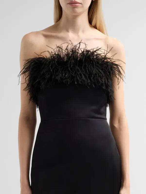 Theia Ginger Feather-trimmed Sheath Dress
