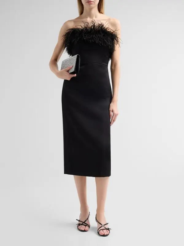 Theia Ginger Feather-trimmed Sheath Dress