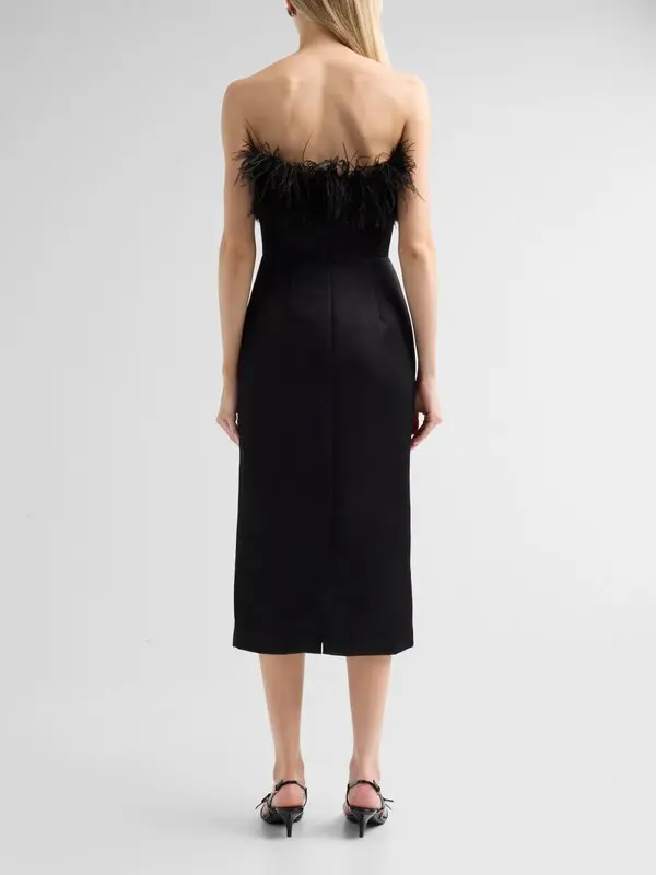 Theia Ginger Feather-trimmed Sheath Dress