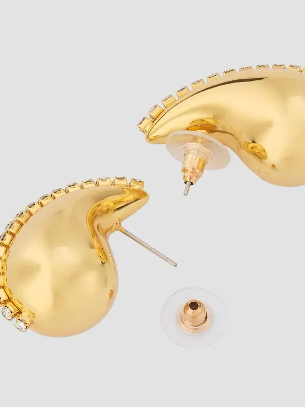 KENNETH JAY LANE Tapered Goldtone & Rhinestone Hoop Earrings